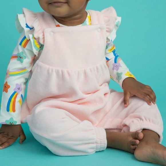 Angel Dear | One Pieces | Nwt Angel Dear Velour Ruffle Baby Girl Overall | Poshmark